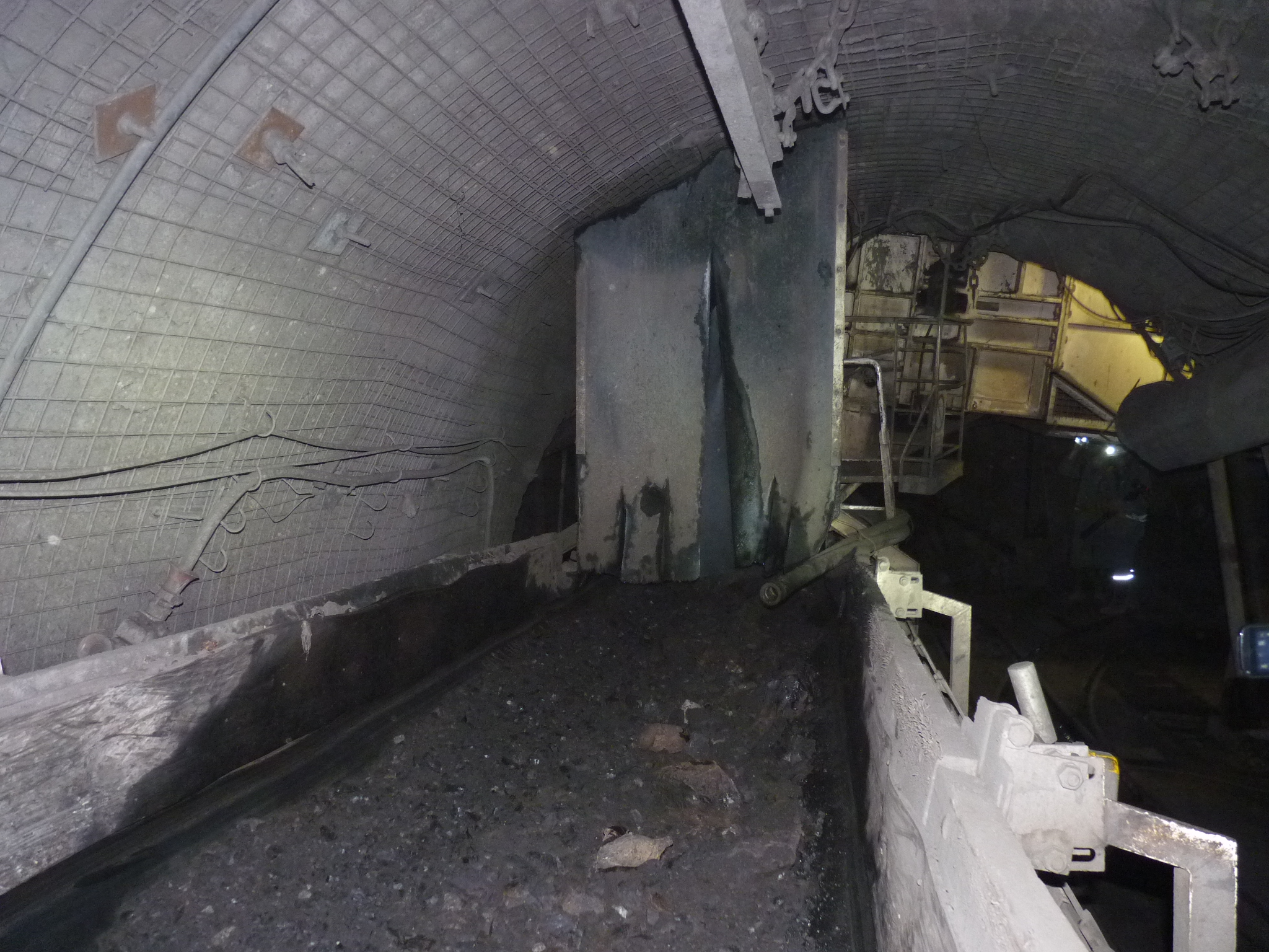 The Velenje Coal Mine, Unloading of coal from conveyor belt number 70 ...